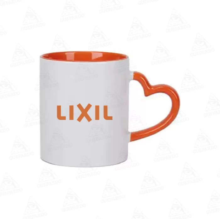 Taza asa de corazón con fondo y asa de color - Guepardo